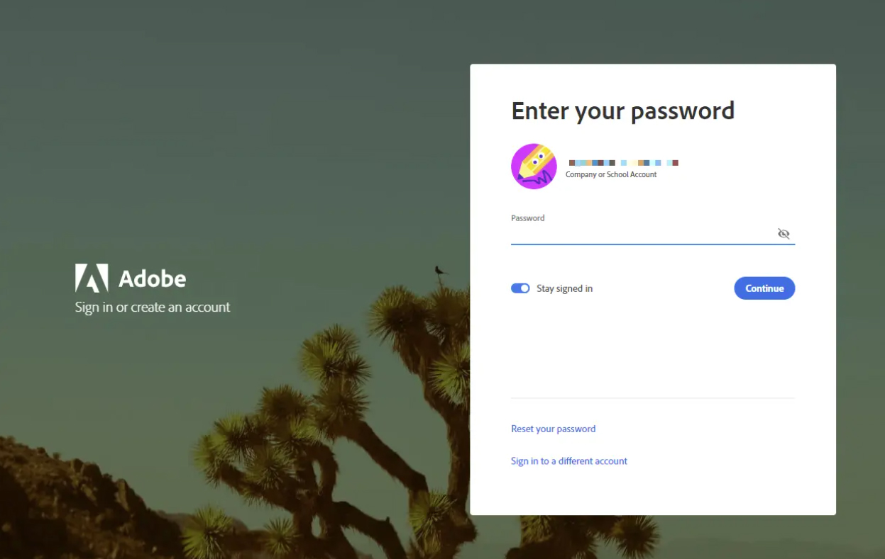 Instructions for logging into an Adobe Full App account